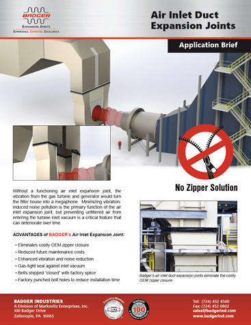 Air Inlet Duct Expansion Joints & Belt Replacements | Badger Industries