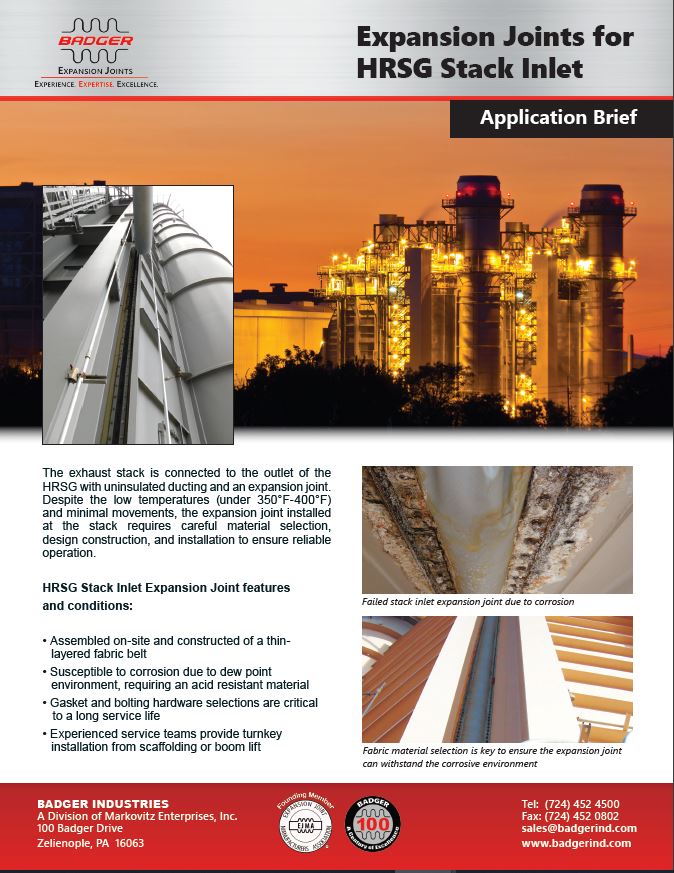HRSG Stack Inlet Expansion Joints | Badger Industries